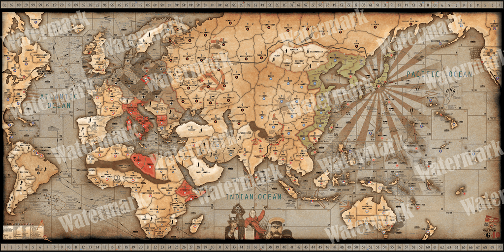 Lieutenant Dan's Custom 36"x72" G40 Map w/ Color - Combat Miniatures