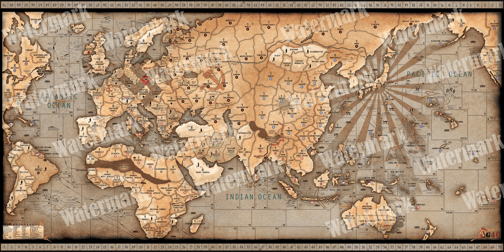 Lieutenant Dan's Custom 36"x72" G40 Map w/o Color - Combat Miniatures