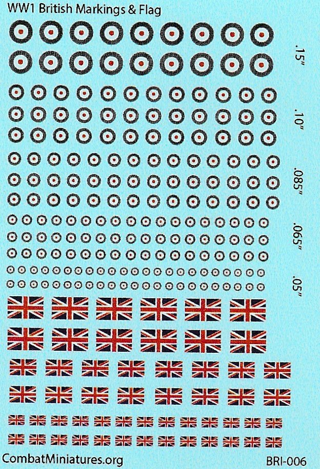 1/300-1/600 WW1 British Markings & Flag Water Slide Decals - Combat ...