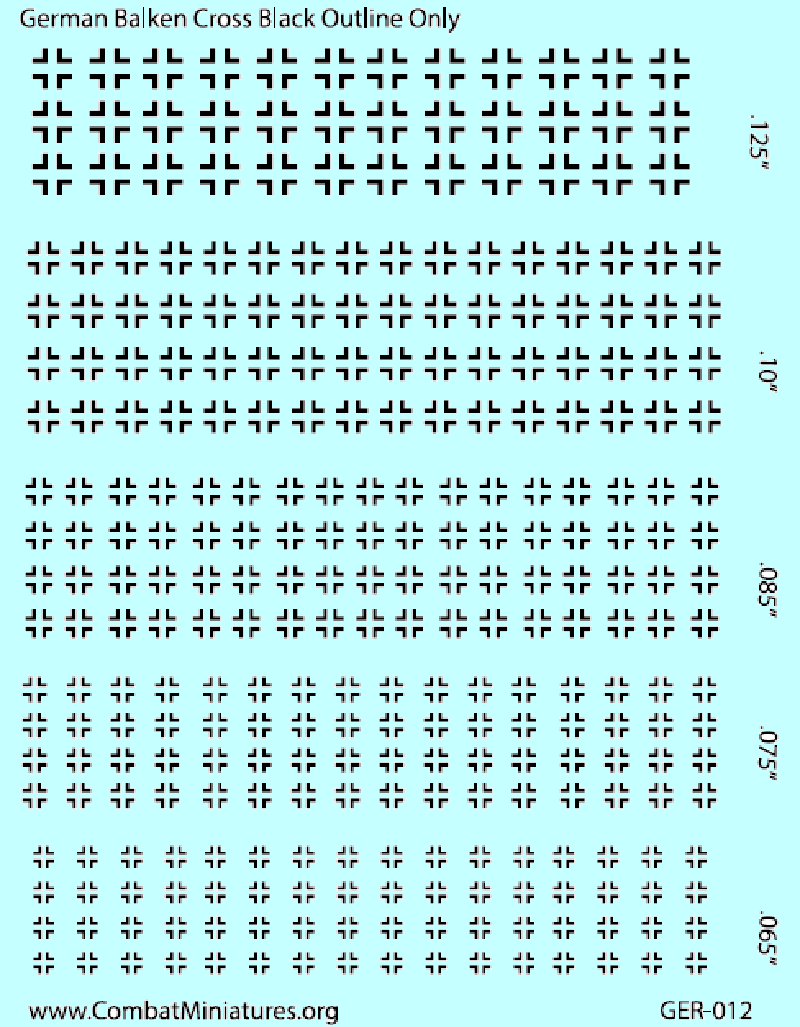 1/300-1/600 WW2 German Balken Cross Black Outline Water Slide Decals ...