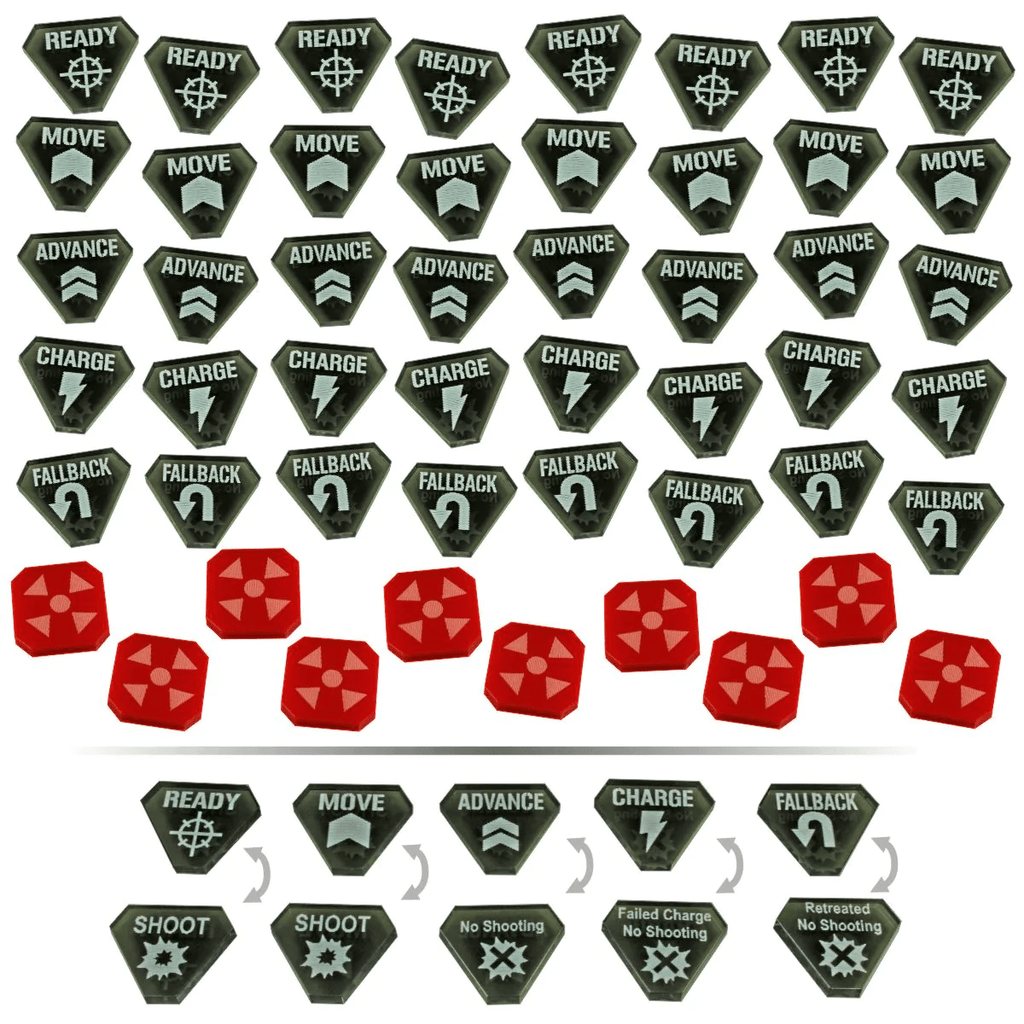 Combat Token Set compatible with WH:KT, Translucent Grey & Red (x50 ...